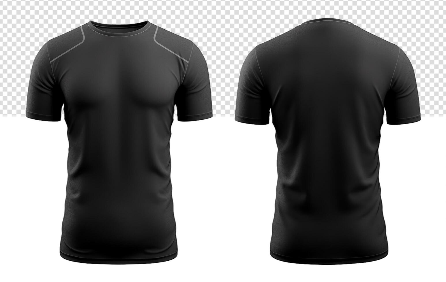 Set Of Plain Black T Shirt Mockup Templates With Front And Back Views