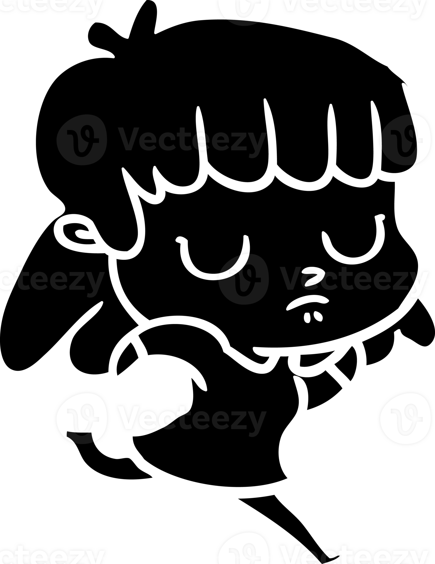 cartoon indifferent woman running solid black icon 45461091 PNG