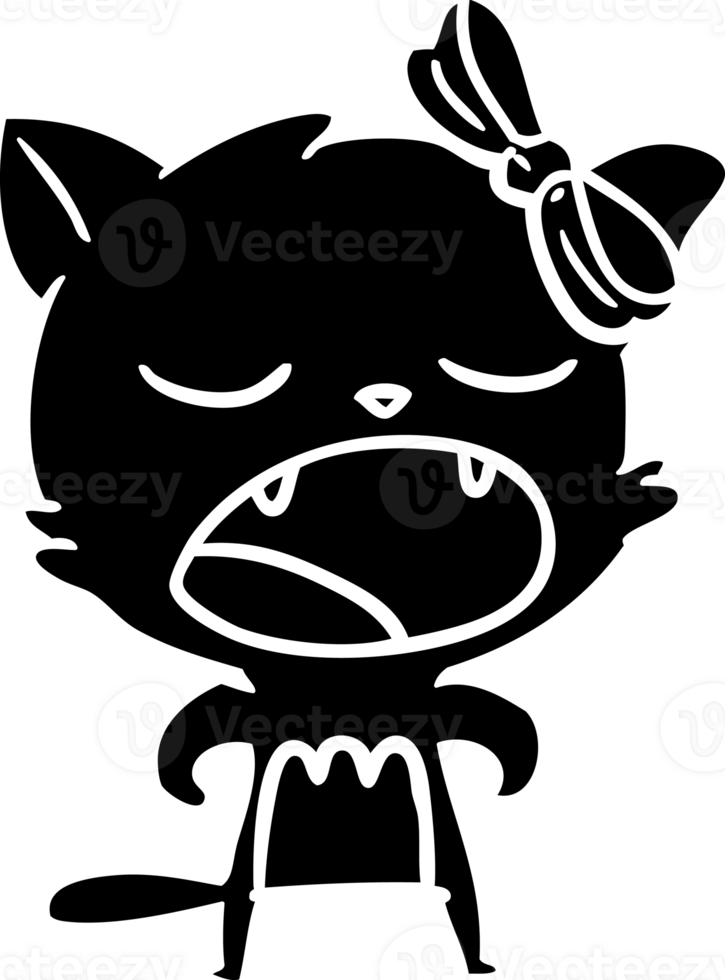 Cartoon Cat Meowing Solid Black Icon 45463725 Png