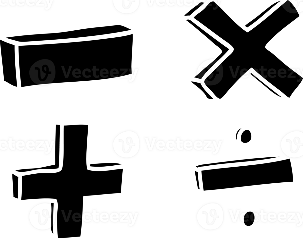 Cartoon Math Symbols Solid Black Icon 45469376 Png