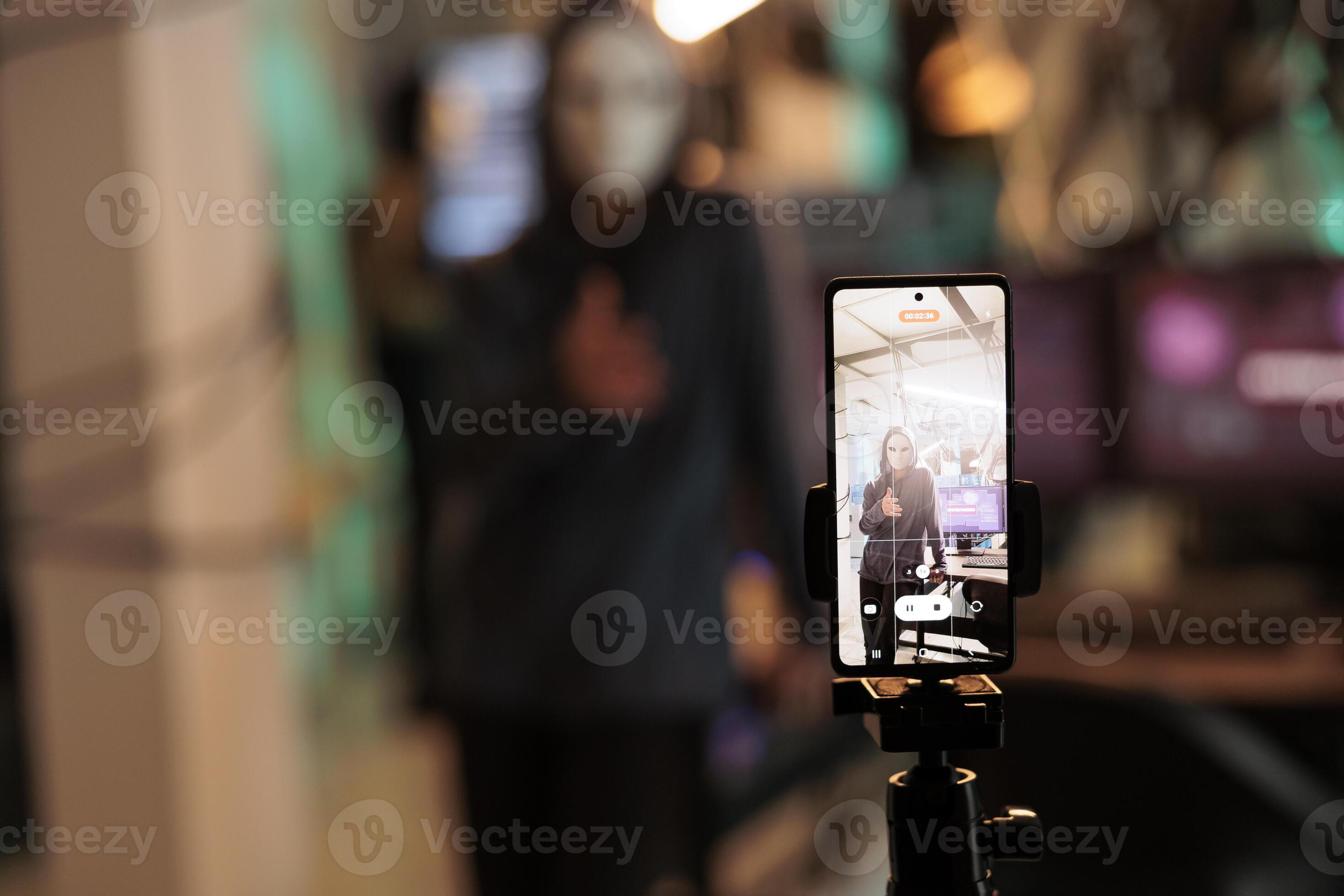 Masked Hacker Broadcasting Live Video To Ask For Ransom Hacking Computer System Password And