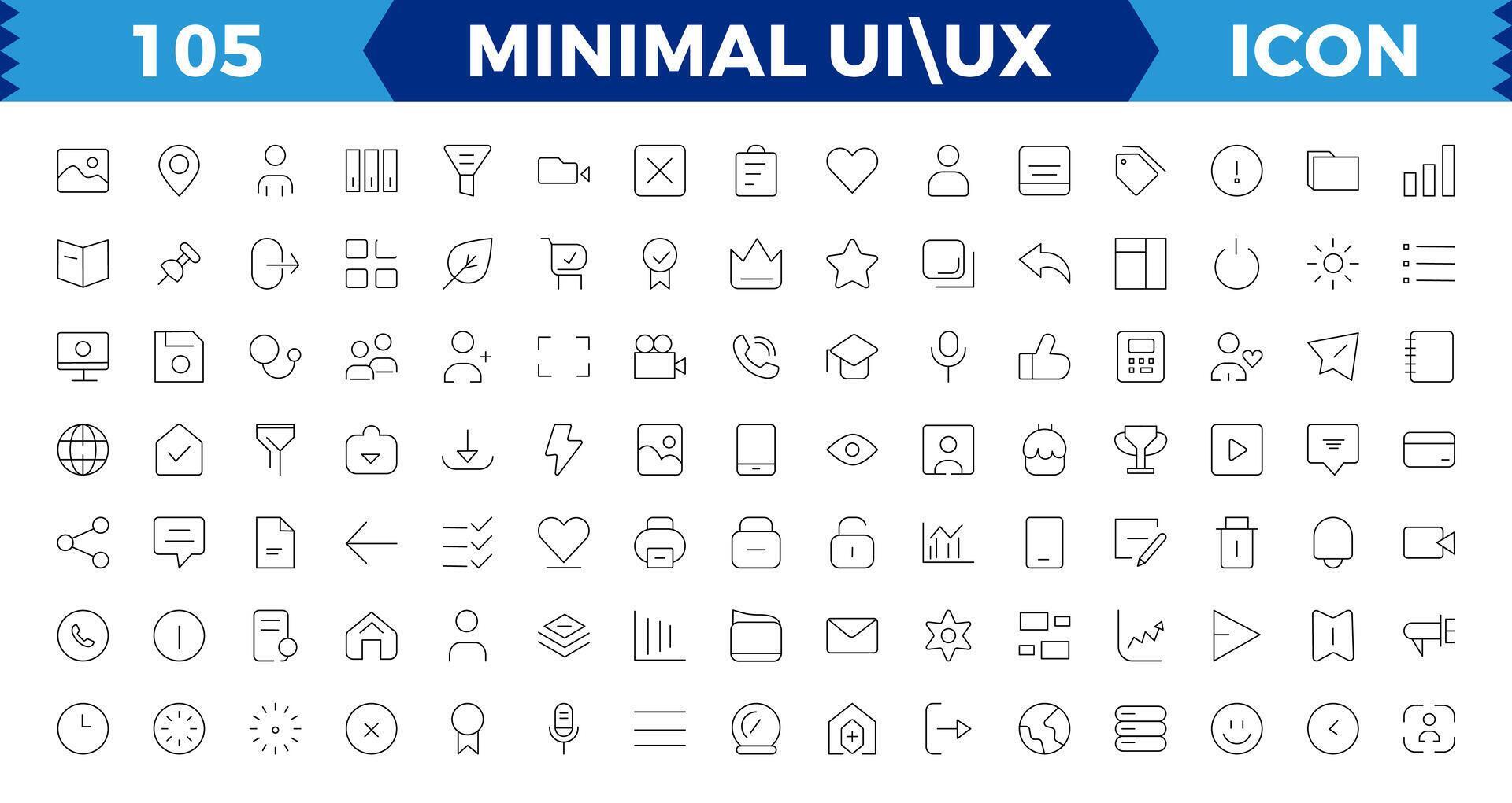 Basic User Interface Essential Setmega Set Of Ui Ux Icon Set User Interface Iconset Collection