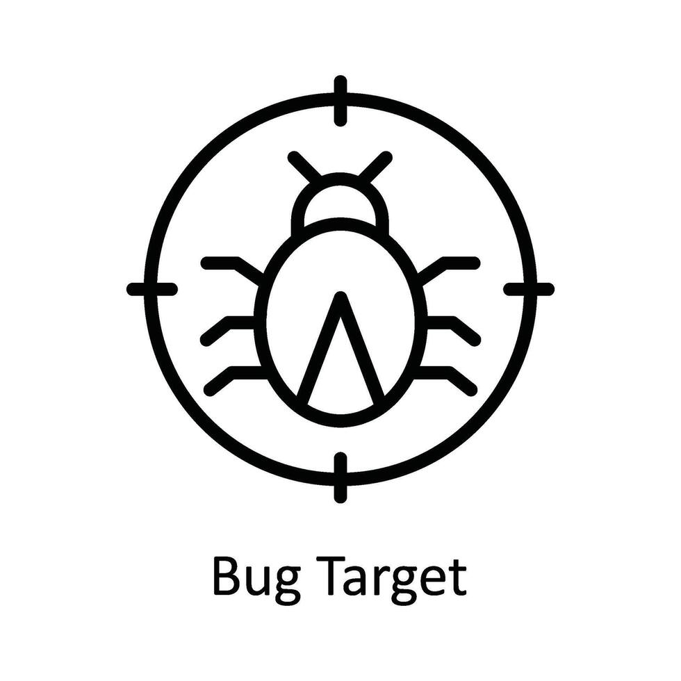 Bug Target Vector Outline Icon Design Illustration Cyber Security