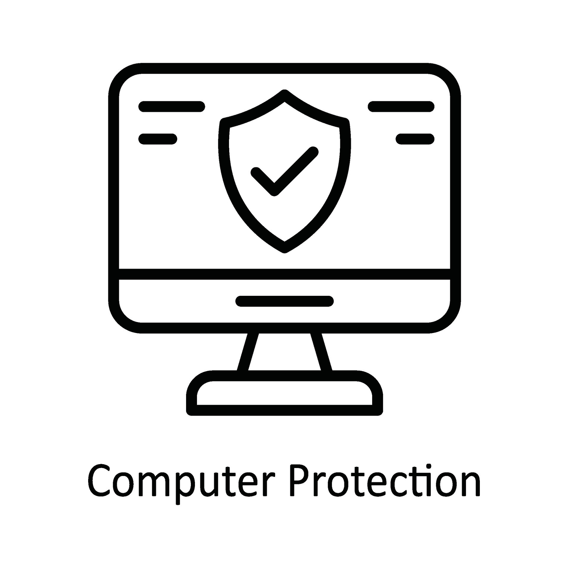 Computer Protection Vector outline Icon Design illustration. Cyber ...