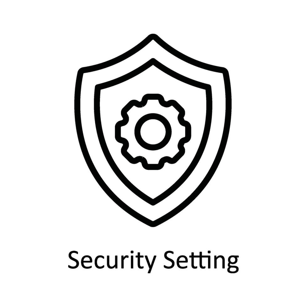 Security Setting Vector Outline Icon Design Illustration Cyber