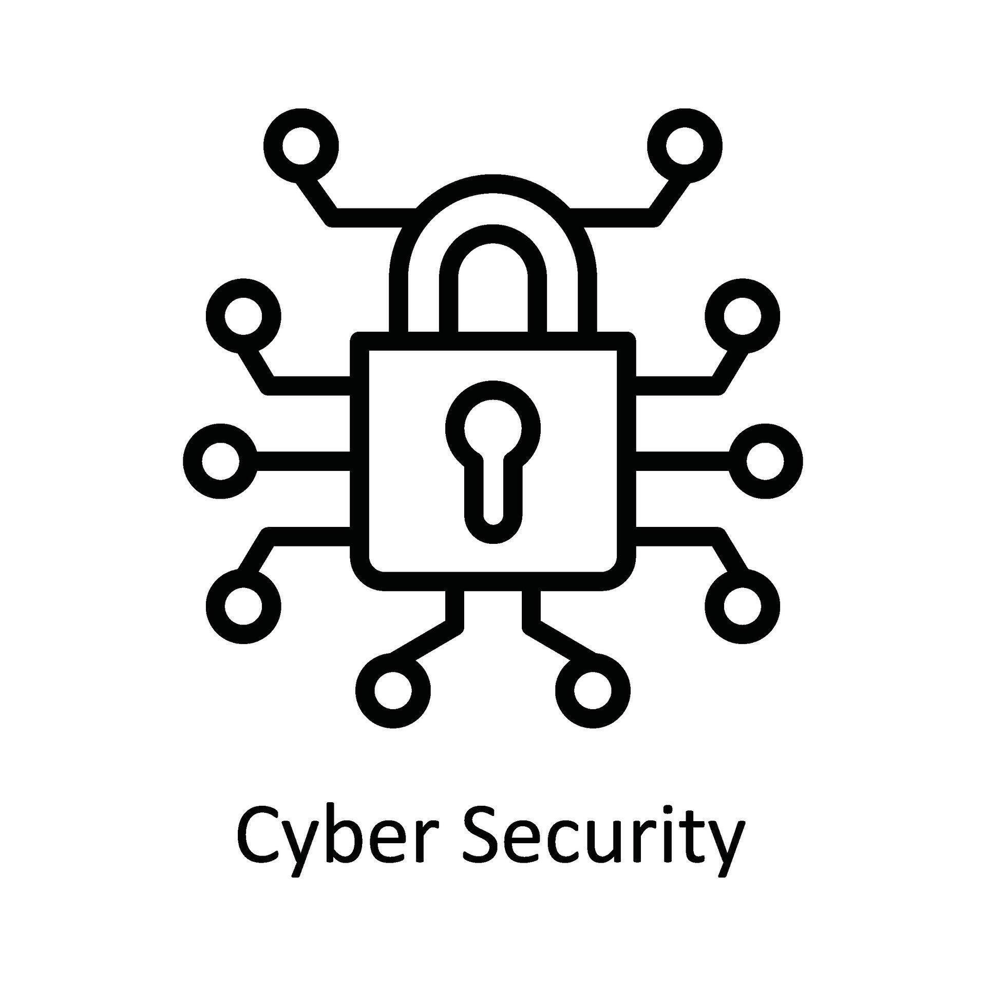 Cyber Security Vector Outline Icon Design Illustration Cyber Security