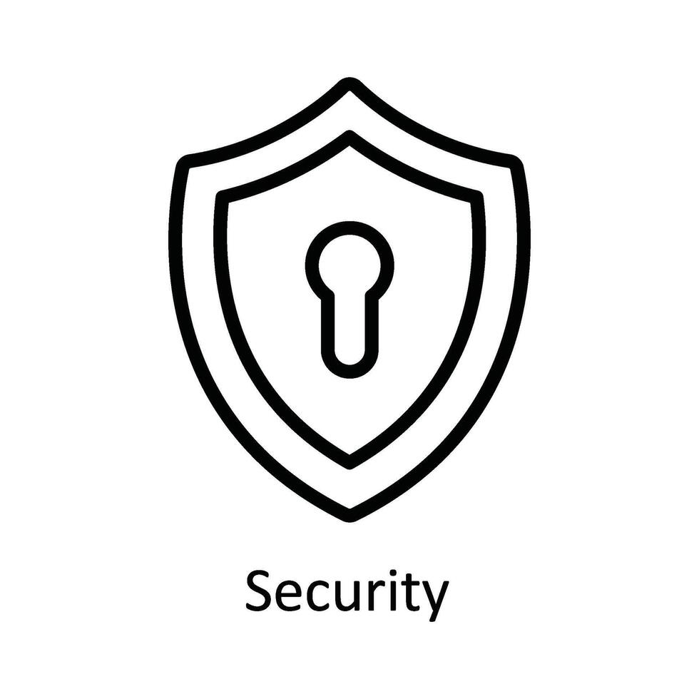 Security Vector Outline Icon Design Illustration Cyber Security Symbol