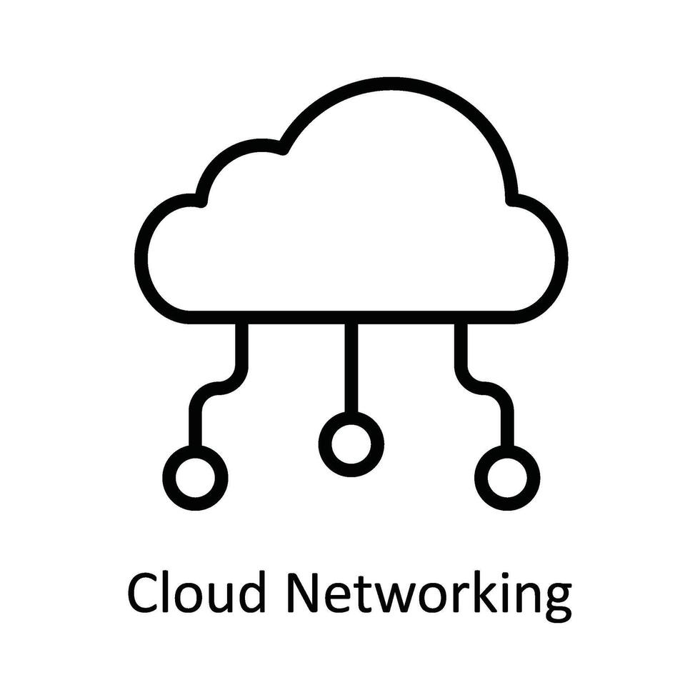 Cloud Networking Vector Outline Icon Design Illustration Cyber