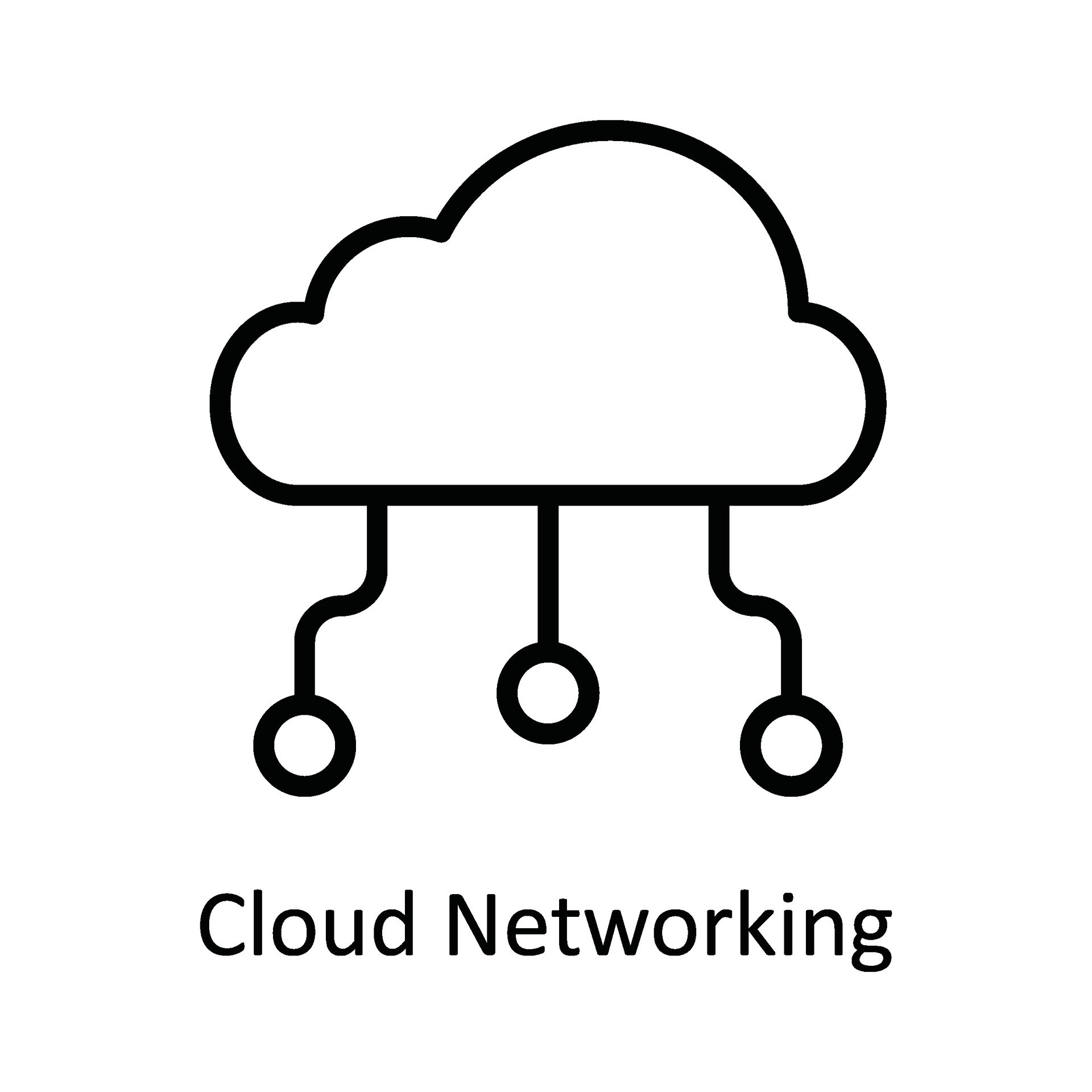Cloud Networking Vector Outline Icon Design Illustration Cyber Security Symbol On White