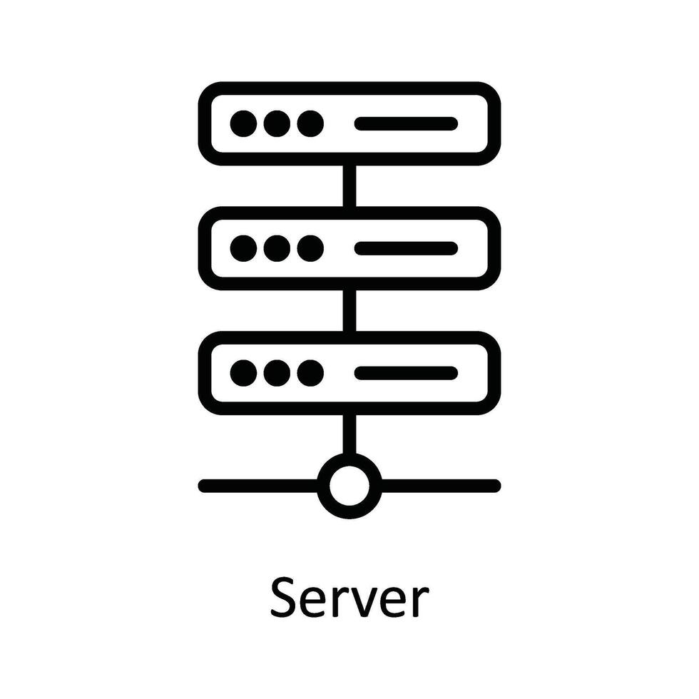 Server Vector Outline Icon Design Illustration Cyber Security Symbol
