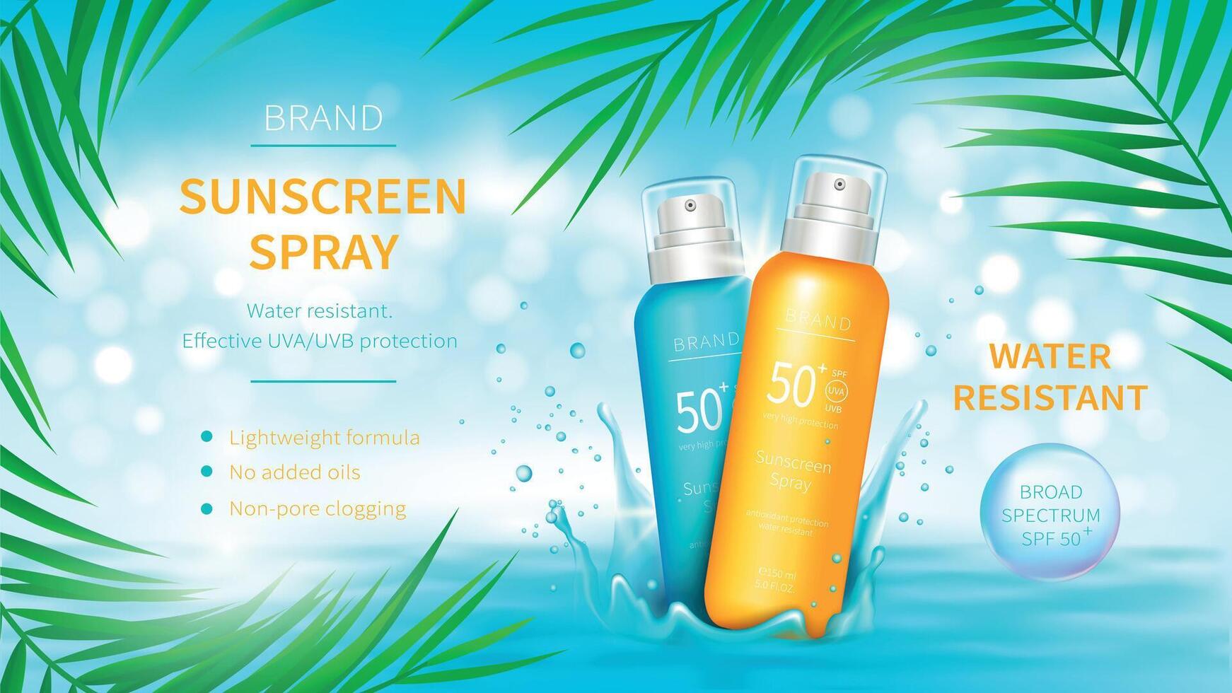 Sunscreen Cosmetics Realistic Poster Spray Bottles With Sun Protection Cosmetic Product Or Spf