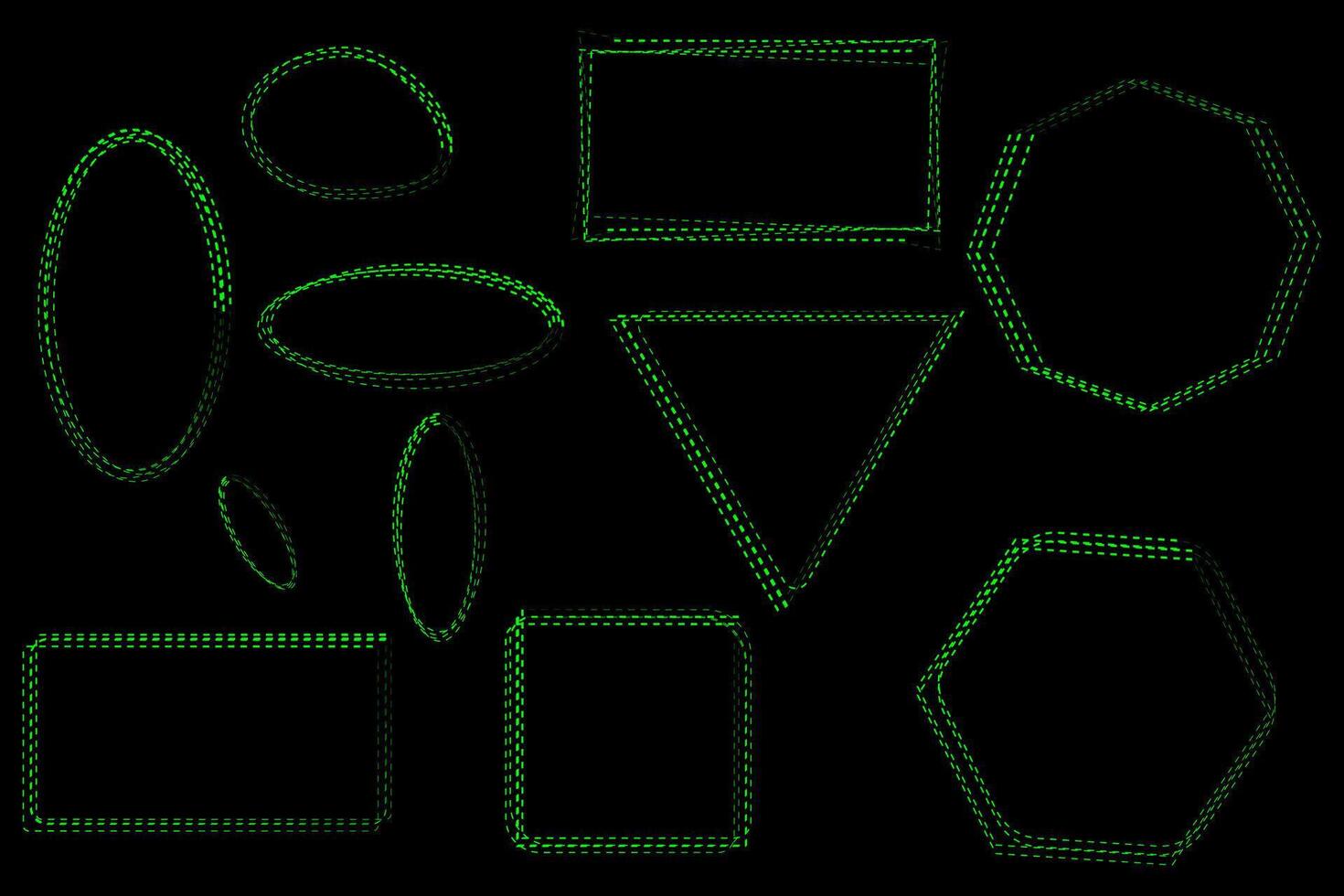 Hand drawn dashed line different shapes and line art. Doodles for ...