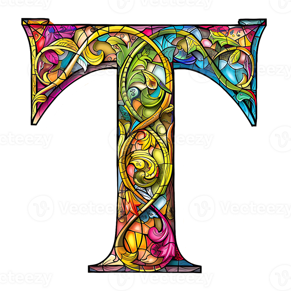 Stained Glass Alphabet Design 45493066 PNG