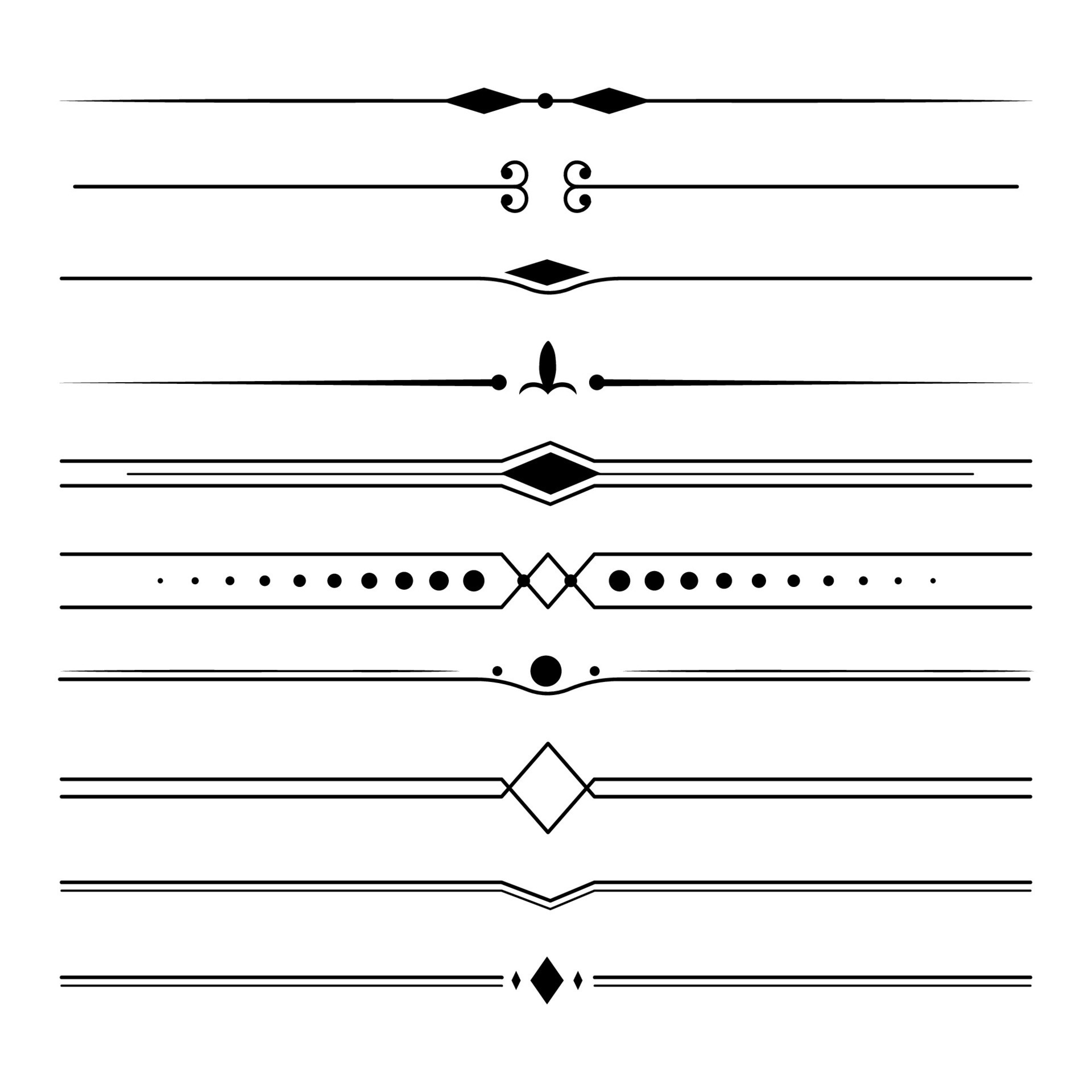 Text Devider Set Line Minimal Separators Elegant Doodlle Borders Decorative Elements Isolated