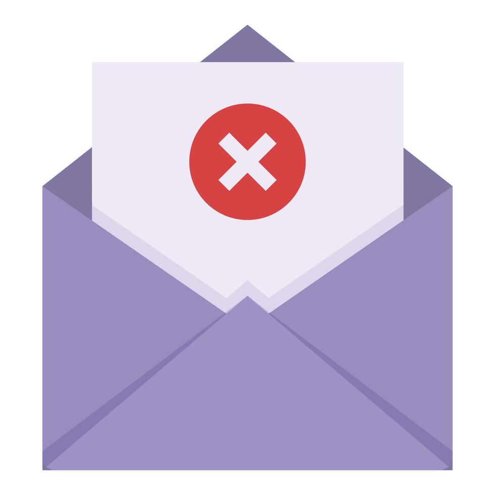 Illustration of an envelope with a red error cross symbol, indicating a ...