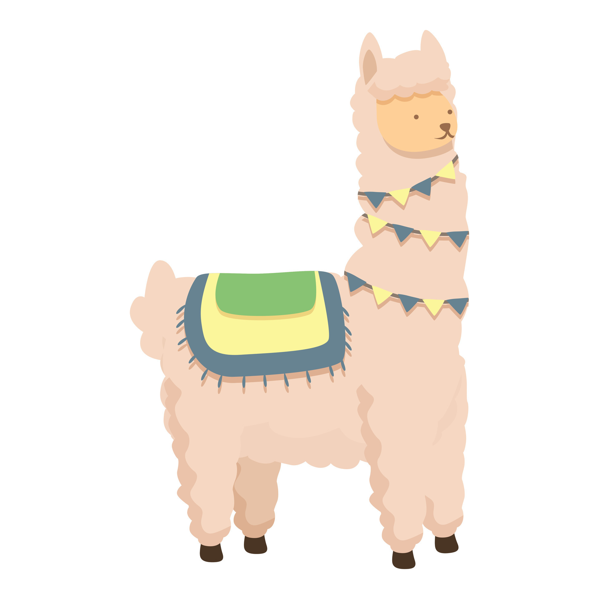 Cartoon llama with saddle and pom poms 45494652 Vector Art at Vecteezy