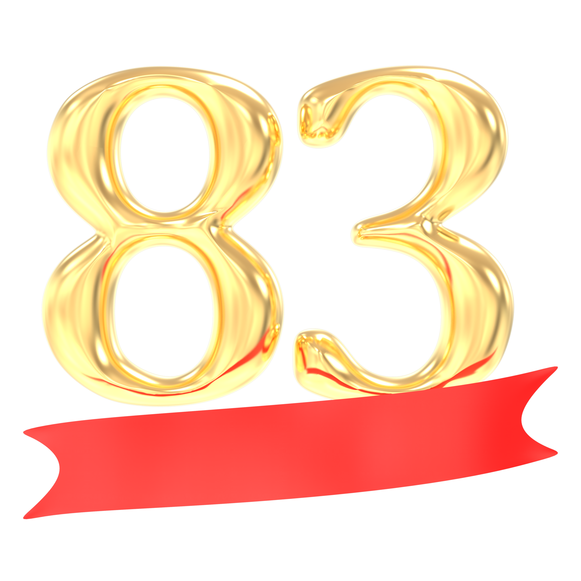 Anniversary 83 Number Gold And Red 3d Rendering 45496699 PNG