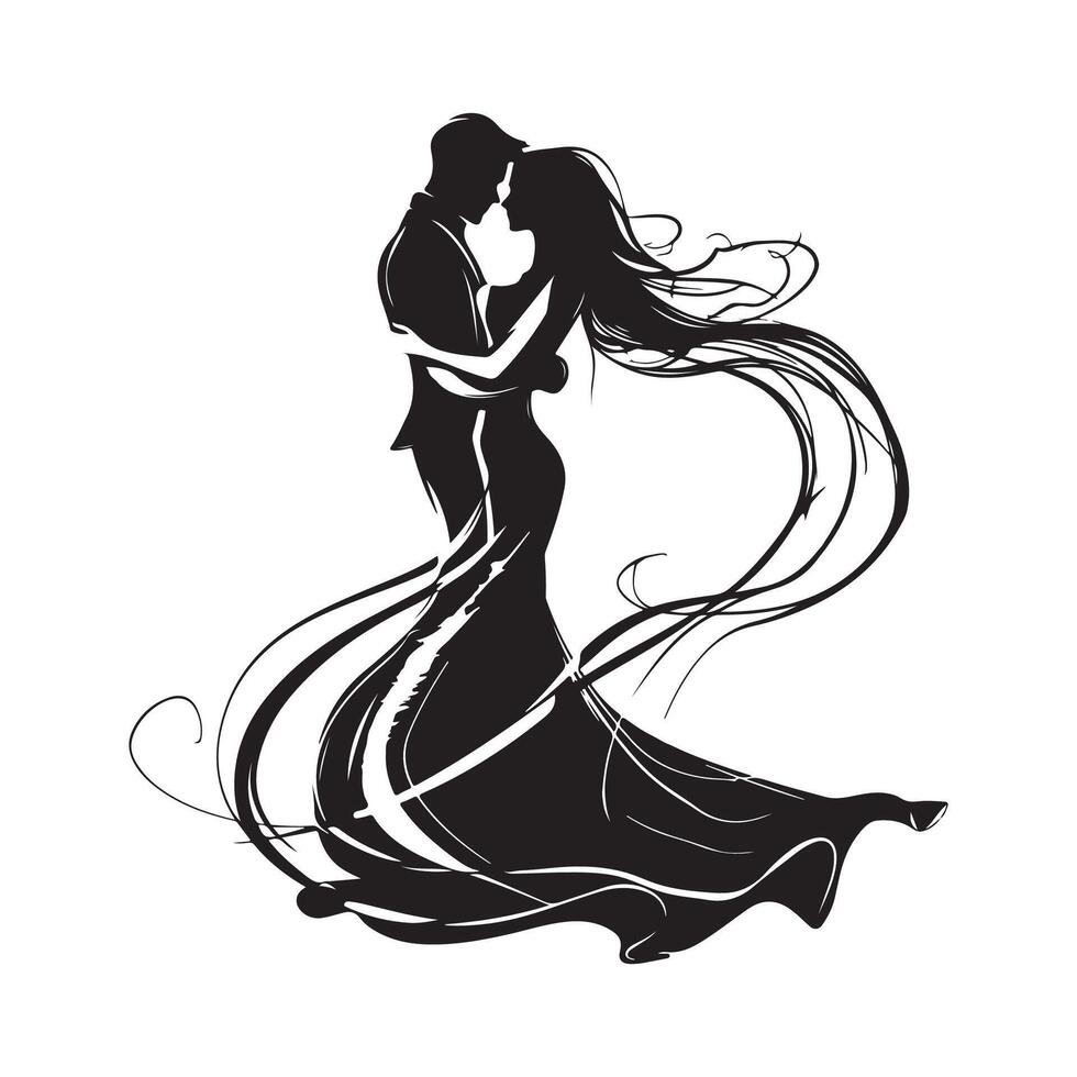 Couple Dancing Silhouette Images On White Background 45496836 Vector