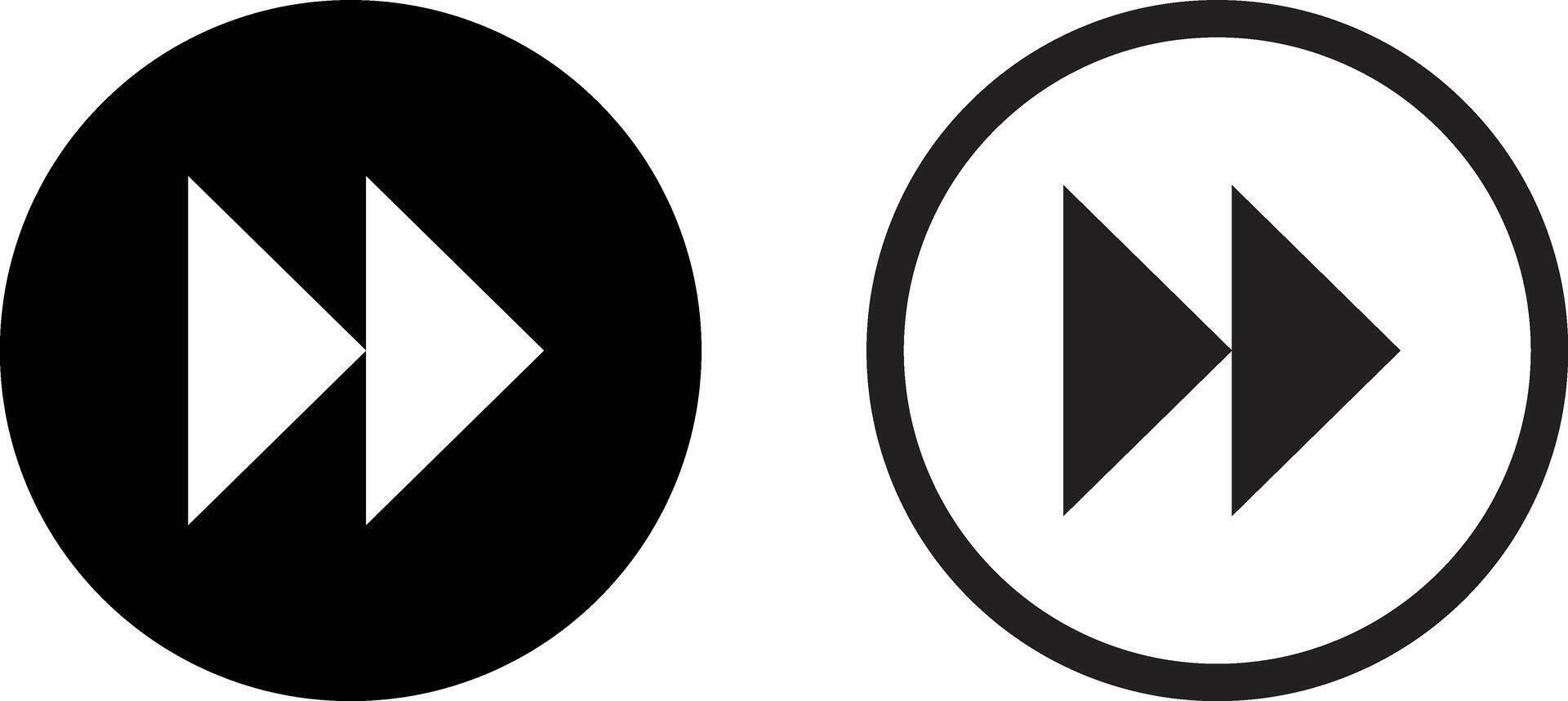 Fast forward button icon set in two styles isolated on white background ...