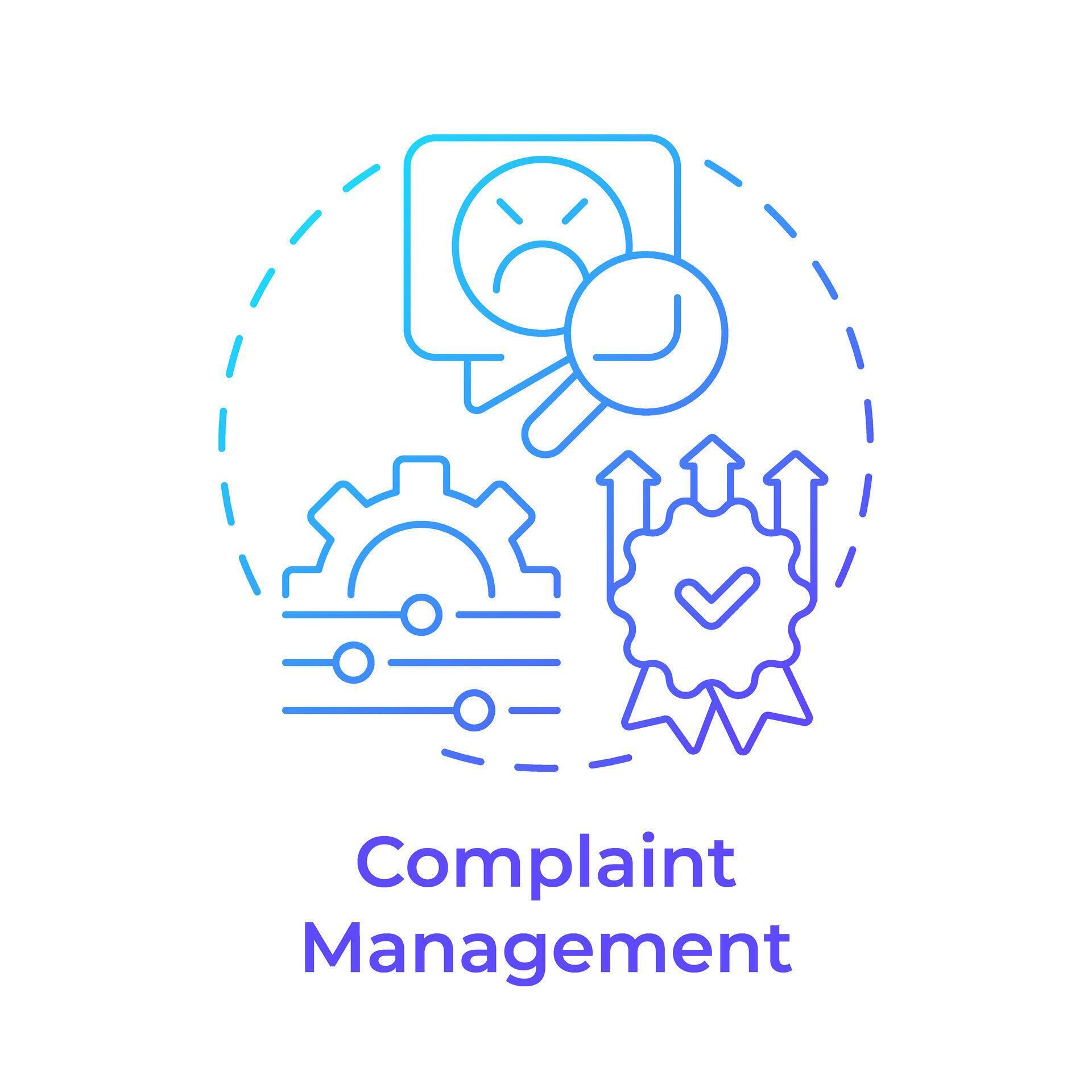 Complaint management blue gradient concept icon. Customer service ...