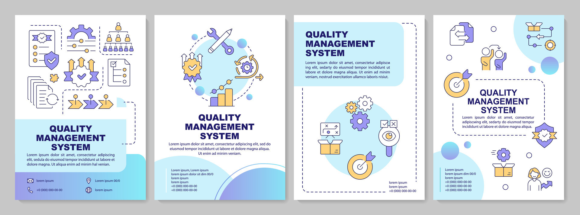 Qms Features Blue Gradient Brochure Template Leaflet Design With Linear Icons Editable 4