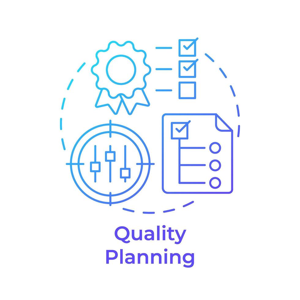 Quality planning blue gradient concept icon. Smart objectives, measurable goals. Round shape ...
