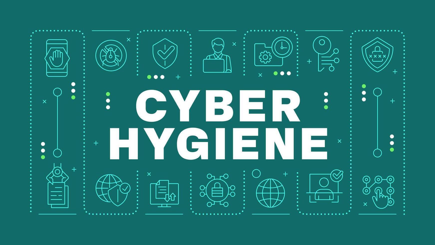 Cyber hygiene teal word concept. Internet privacy, cybersecurity. Data ...