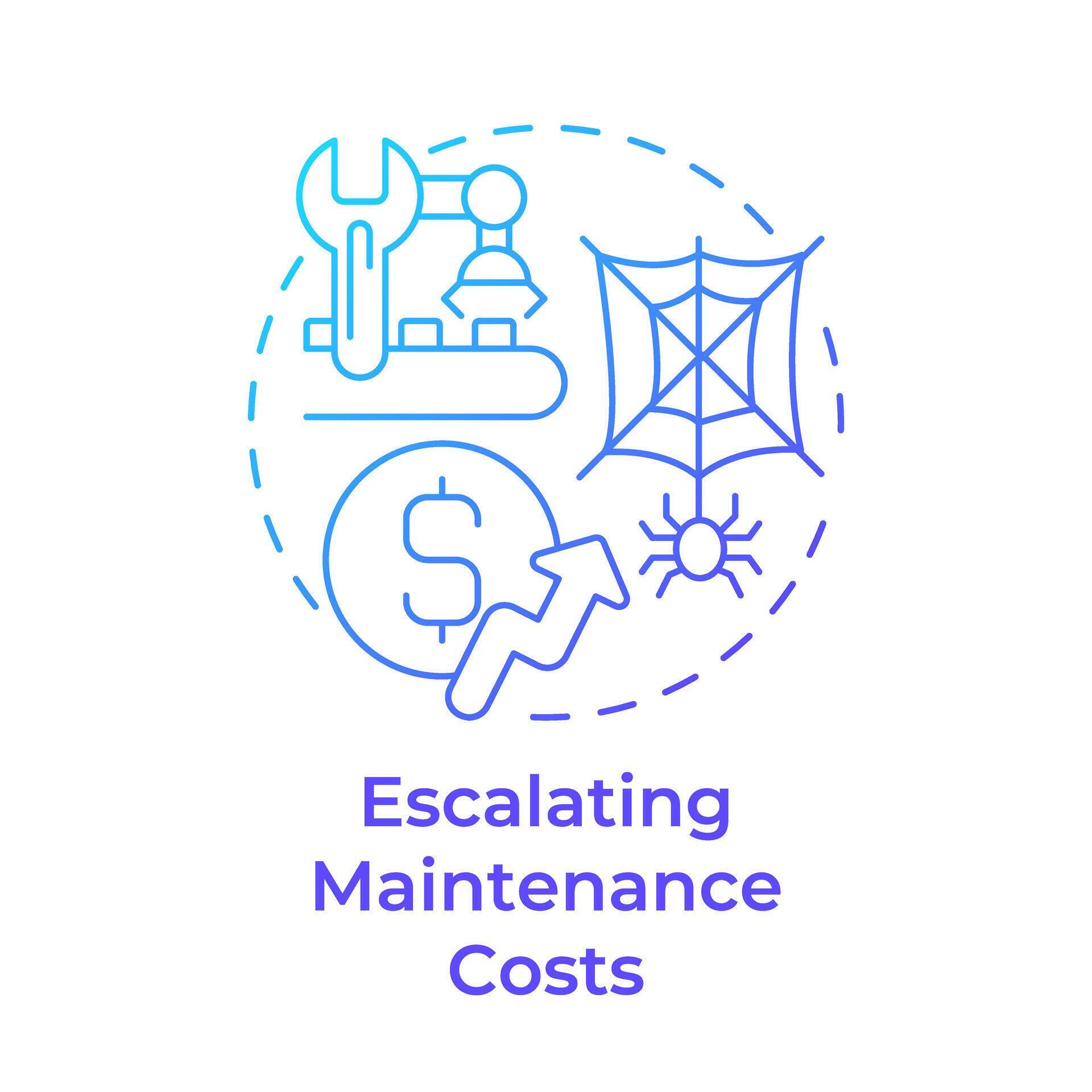 Escalating maintenance costs blue gradient concept icon. Operational ... Escalating maintenance costs blue gradient concept icon. Operational ...