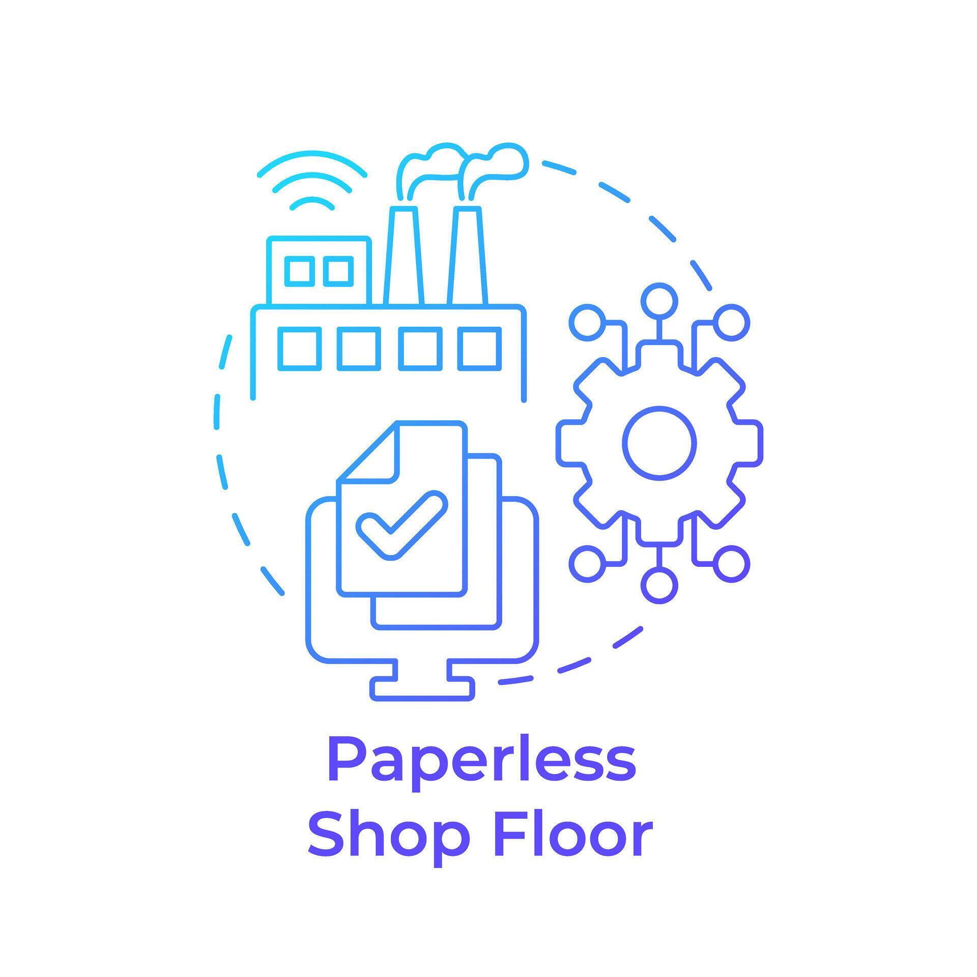 Paperless shop floor blue gradient concept icon. Digital documentation ...