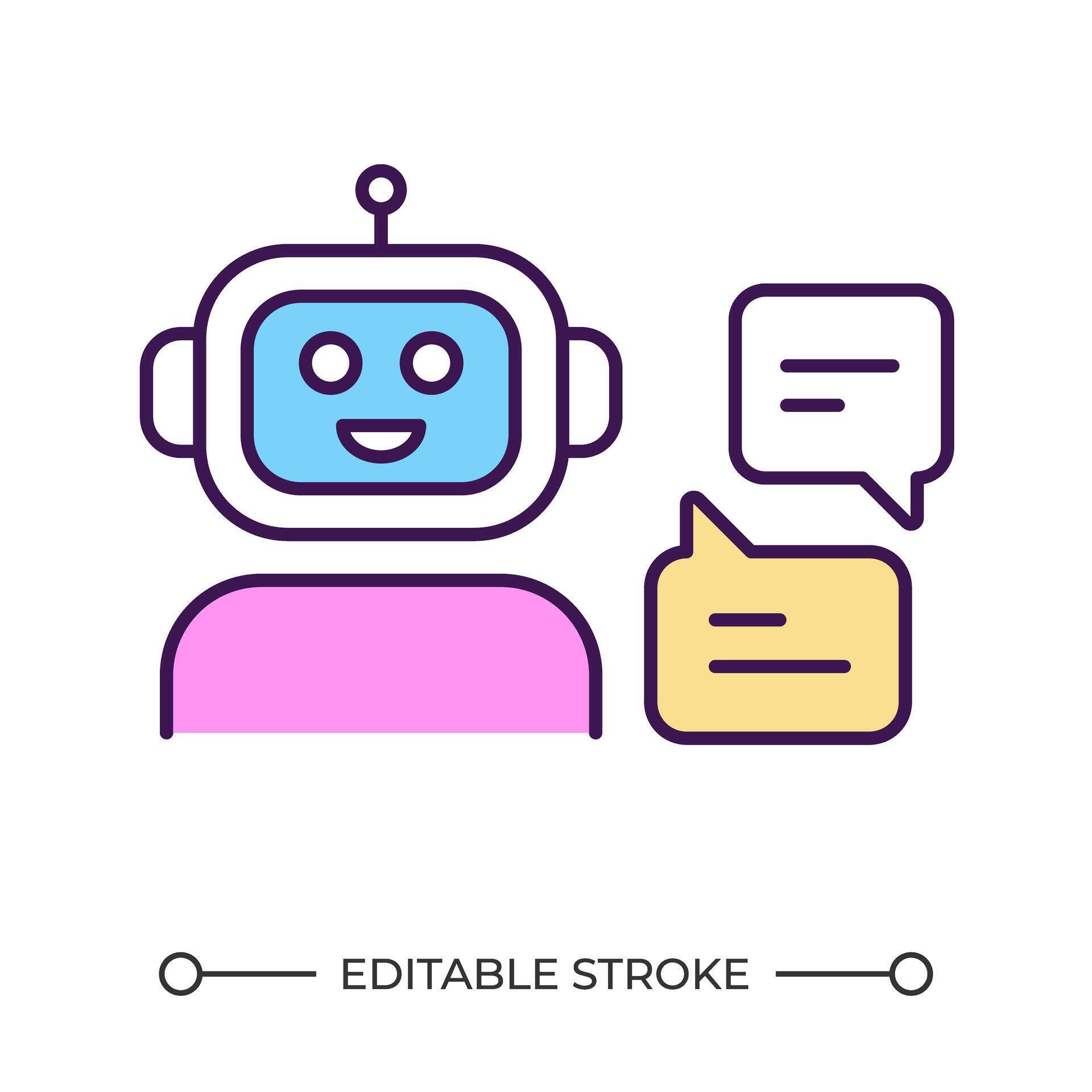Talking chatbot RGB color icon. Chatbot and modern smart assistant ... Talking chatbot RGB color icon. Chatbot and modern smart assistant ...