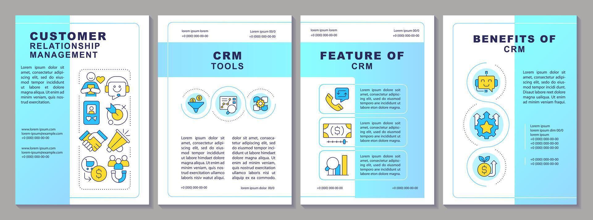 Customer Relationship Management Brochure Template Leaflet Design With Linear Icons Editable 4