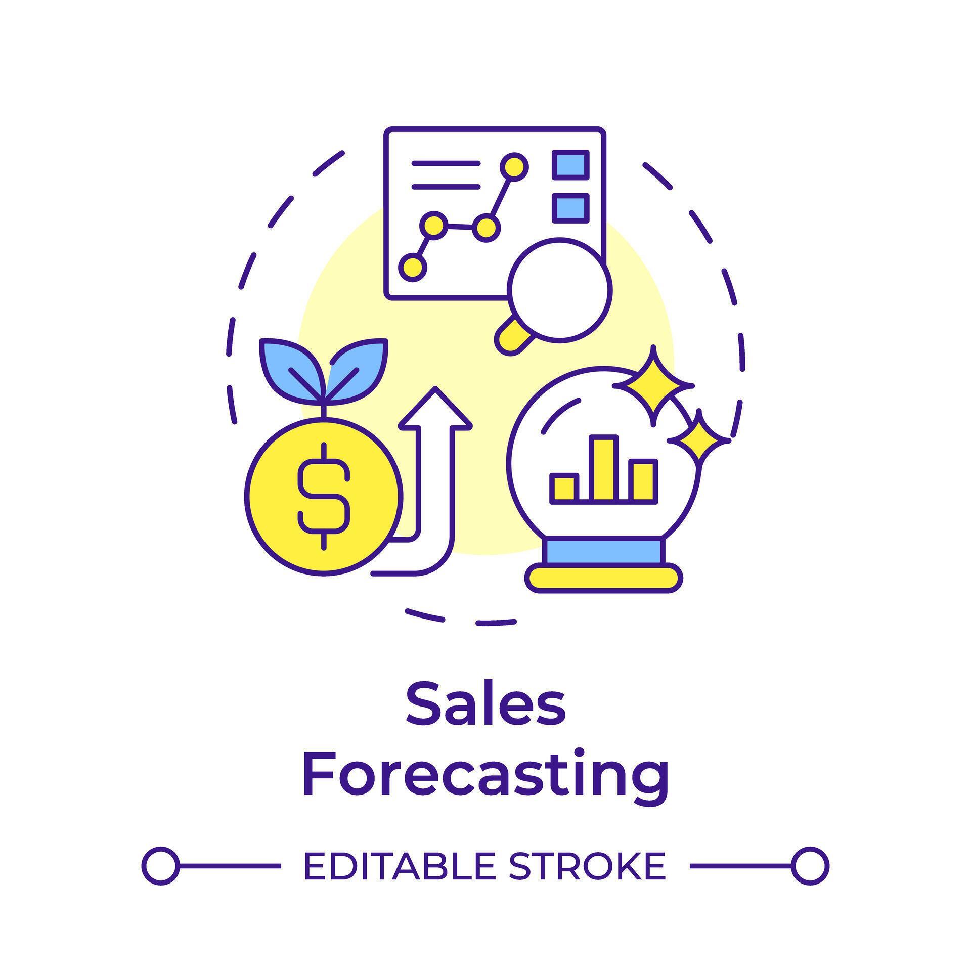 Sales forecasting multi color concept icon. Business statistics, future revenue. Data analysis ...