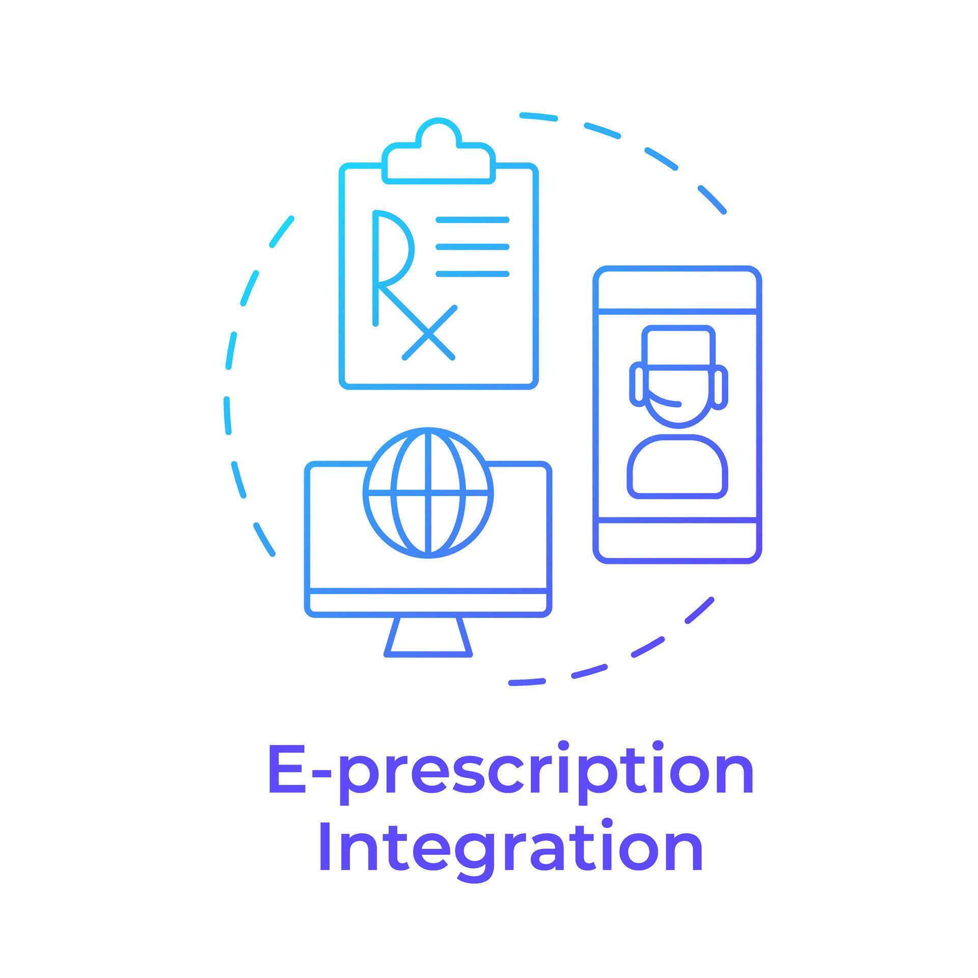 E-prescription integration blue gradient concept icon. Pharmacy ... E-prescription integration blue gradient concept icon. Pharmacy ...