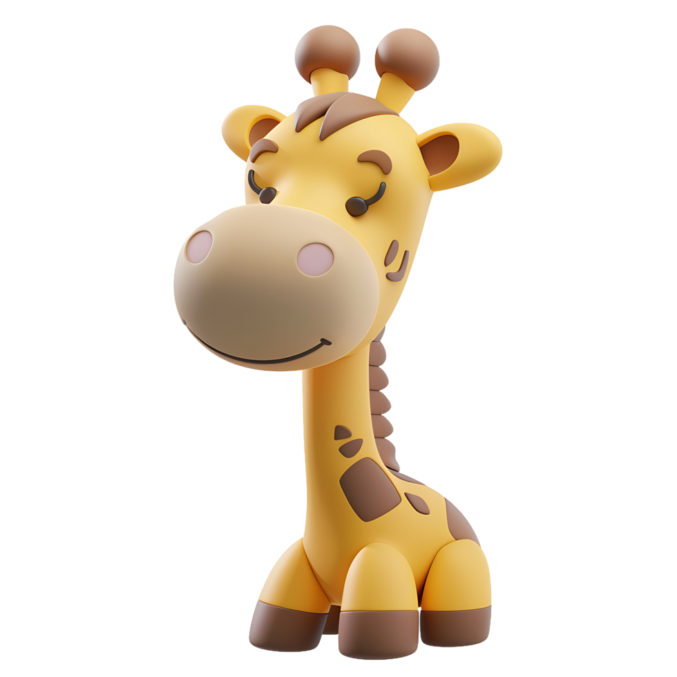 3d cute little giraffe character on transparent background 45548954 PNG