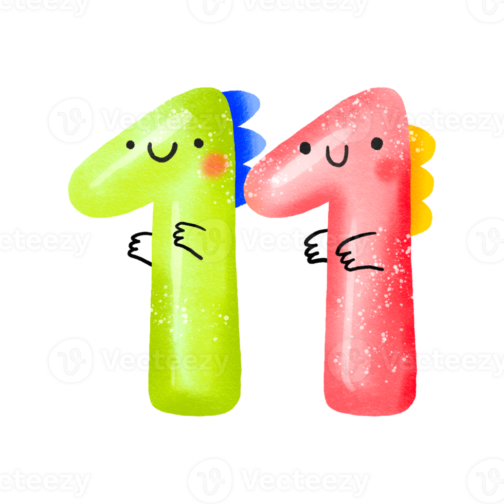 Funny cartoon number 11 like dinosaur. Cirfra eleven dino. Monster. Baby shower print capturing ...