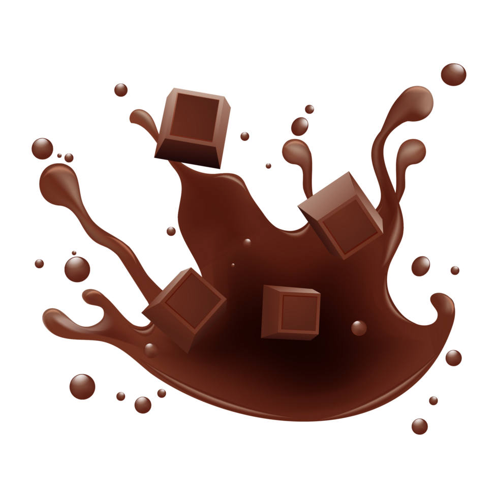 Chocolate Splash With Chocolate Cube 45549411 Png