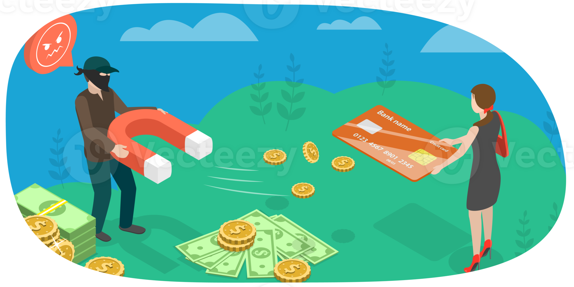 3d Isometric Flat Conceptual Illustration Of Bank Card Fraud 45550297 Png