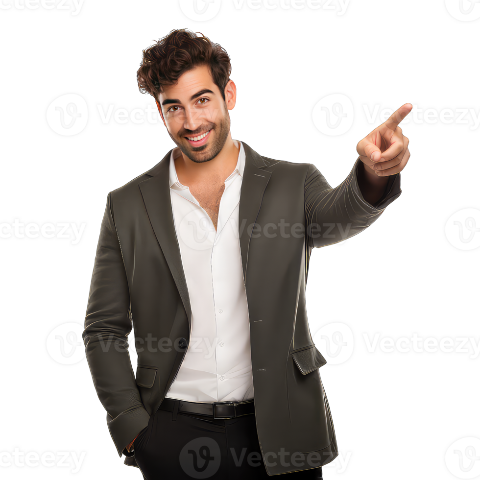 Handsome man pointing to the lateral on transparent background 45592910 PNG