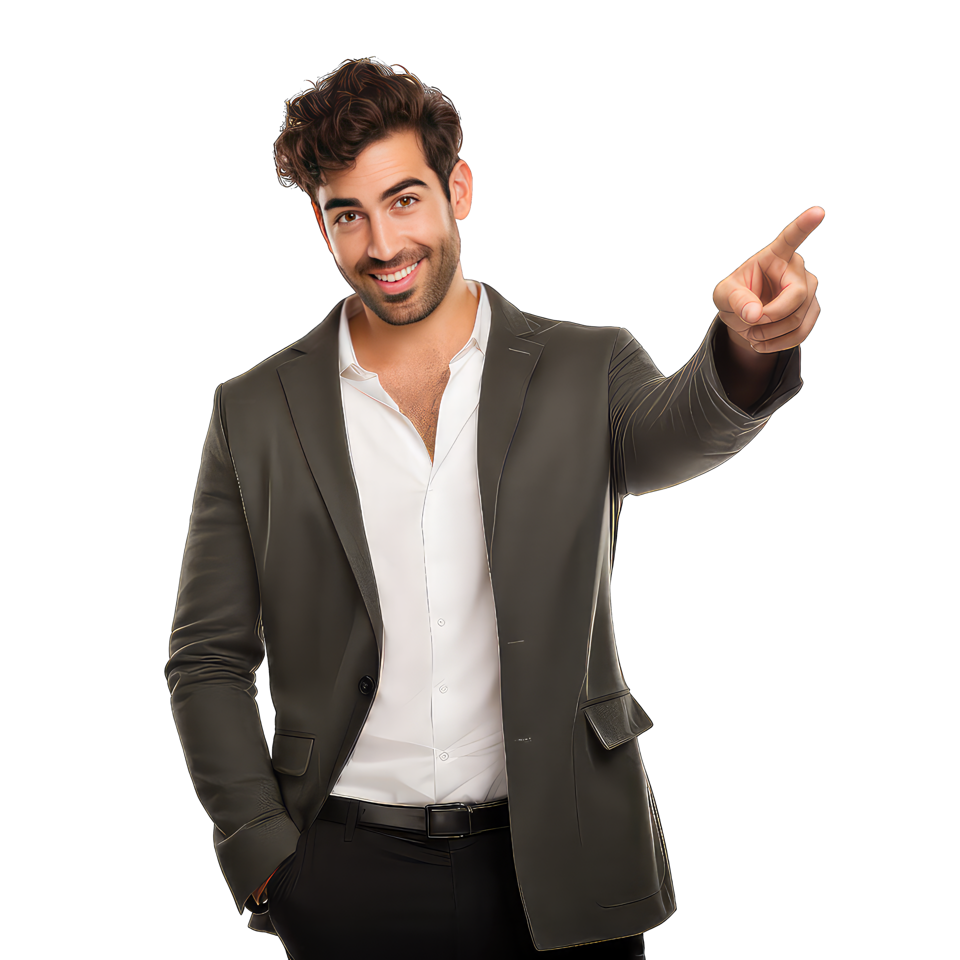 Handsome man pointing to the lateral on transparent background 45592910 PNG