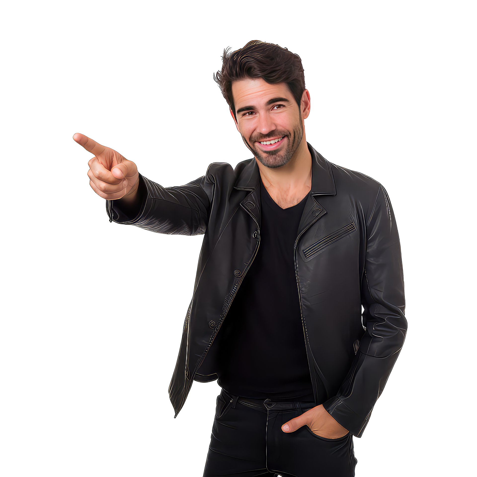 Handsome man pointing to the lateral on transparent background 45592929 PNG