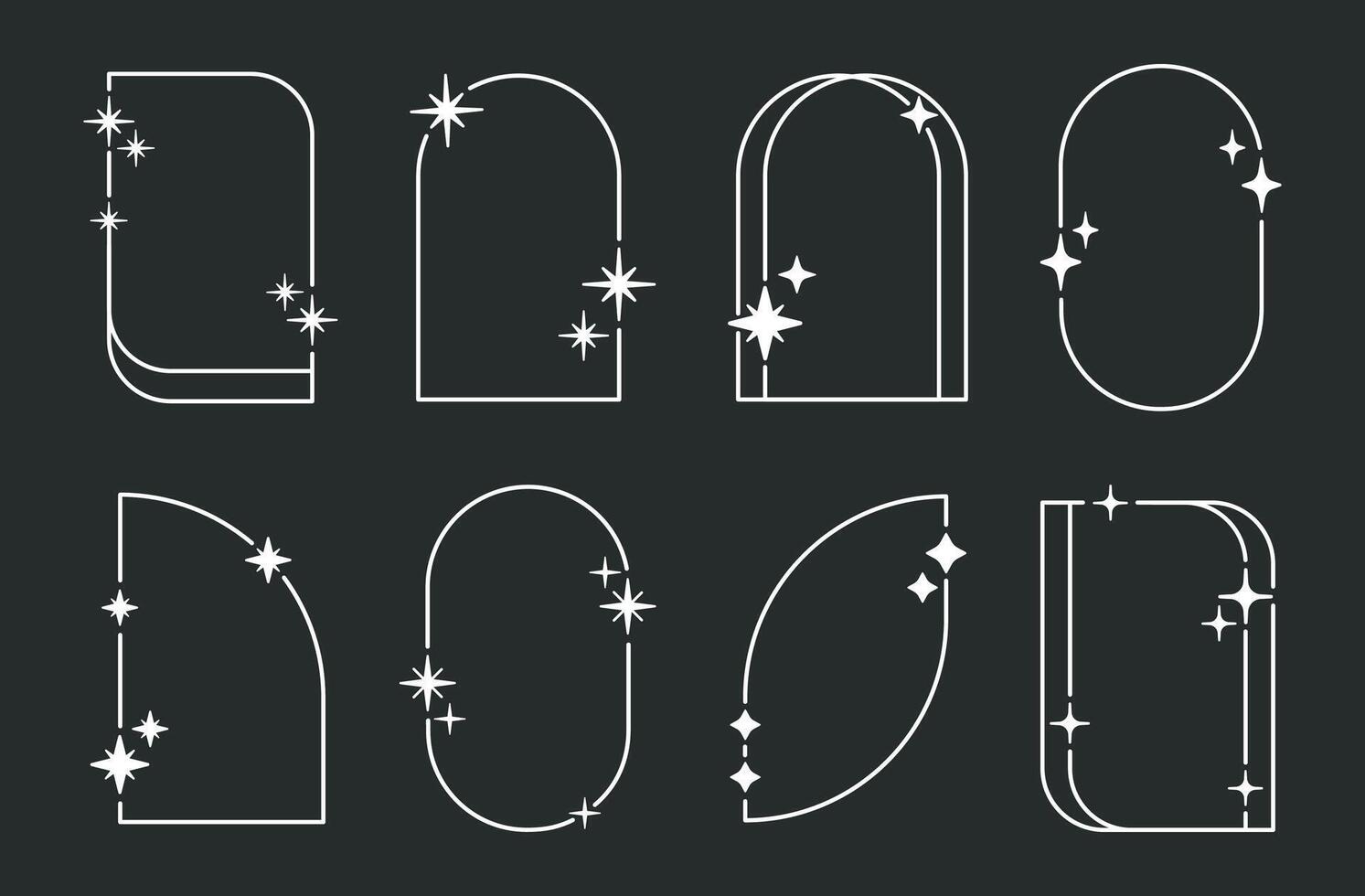 Modern outline y2k frames. Trendy y2k aesthetic frames, minimalist abstract arch shapes with ...