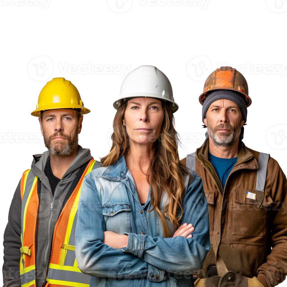 A Labors construction workers, isolated on transparent background ...