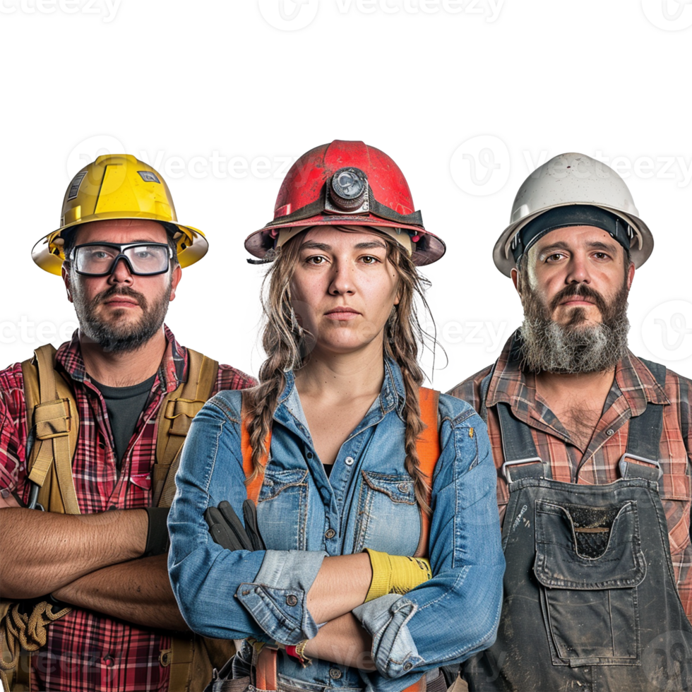 A Labors construction workers, isolated on transparent background ...