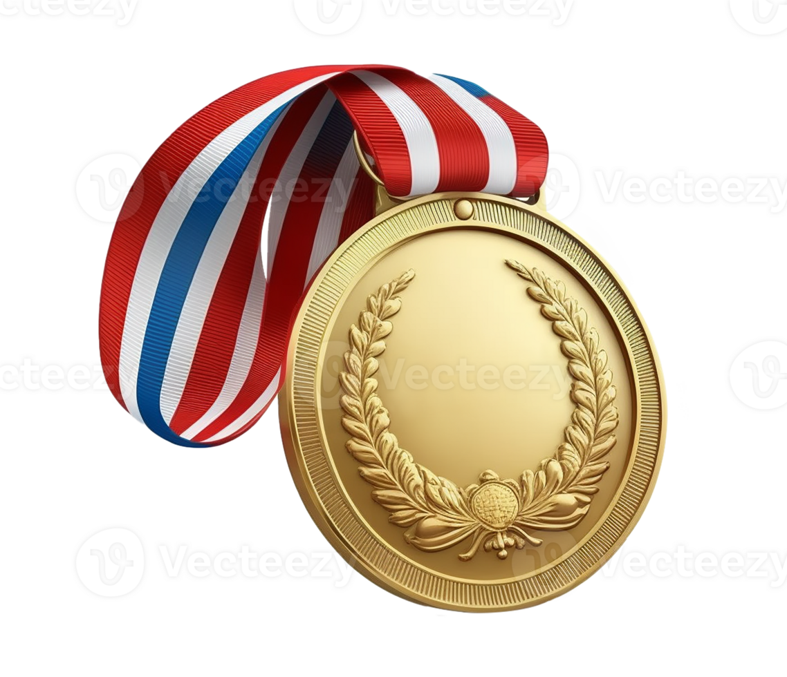 gold medal with ribbon 45621233 PNG