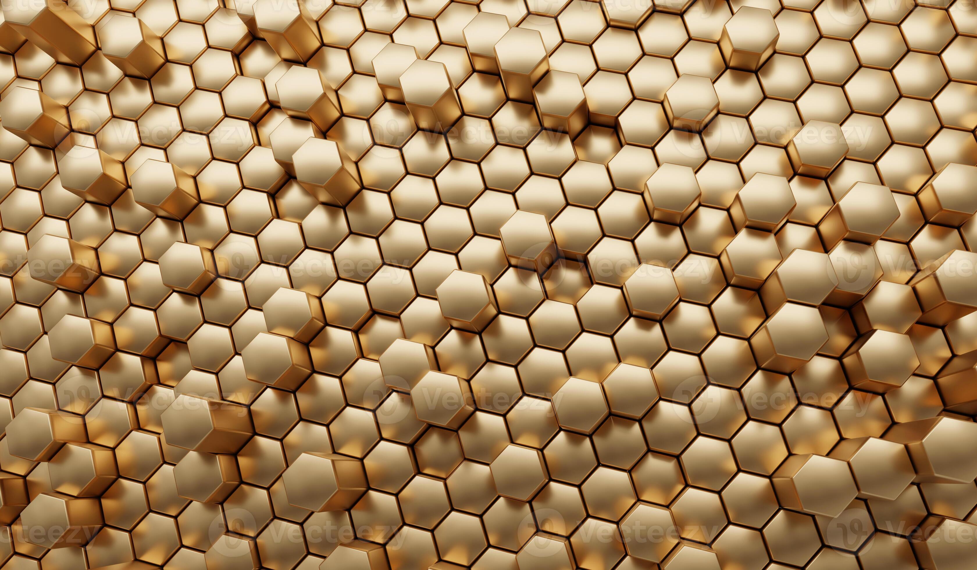 Abstract Golden hexagon array background 3d rendering 45631478 Stock ...