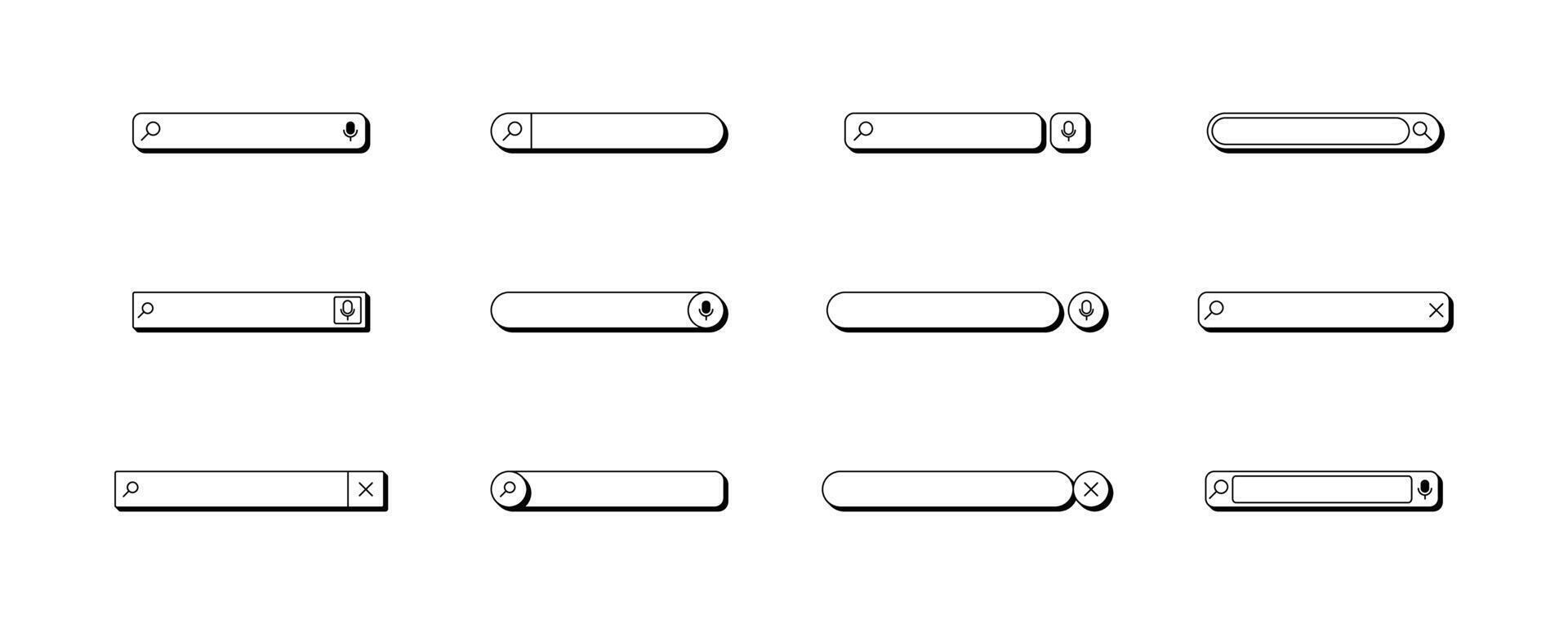 Set of Search Browser Bar Button Icon. Search Bar for UI in Flat Style ...
