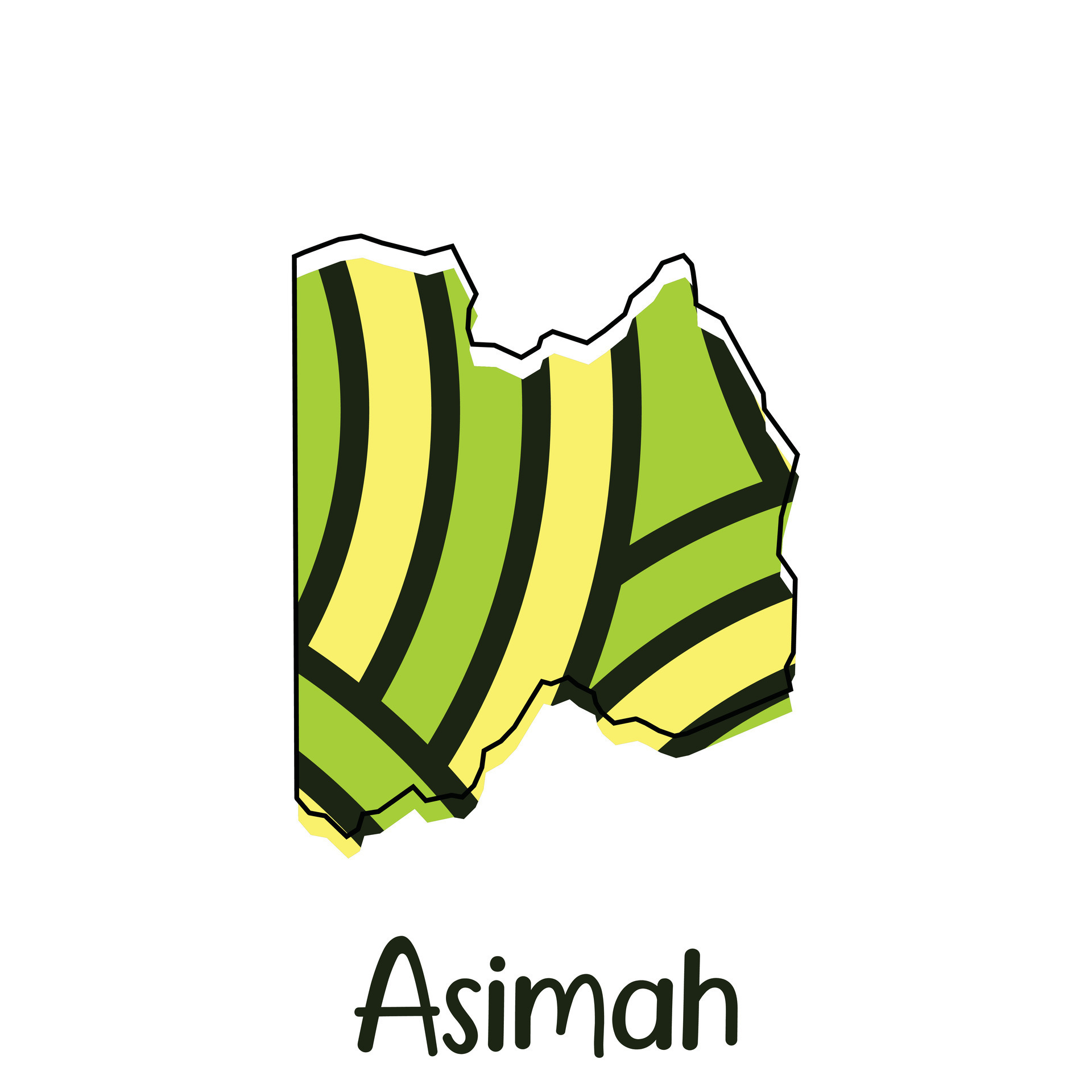Asimah Map City illustration design, Simplified map of Asimah region in UEA with Arabic word ...