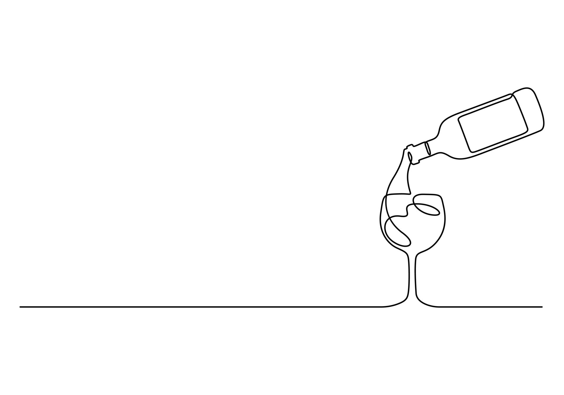 Wine glass and bottle one continuous line drawing pro illustration 45634800 Vector Art at Vecteezy