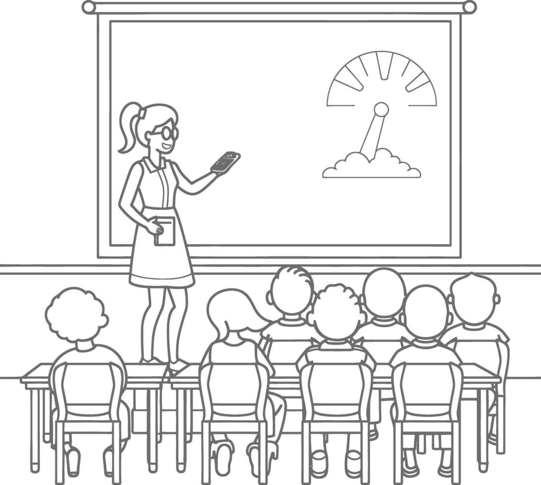 outline illustration for positive classroom for teacher teach in front ... outline illustration for positive classroom for teacher teach in front ...