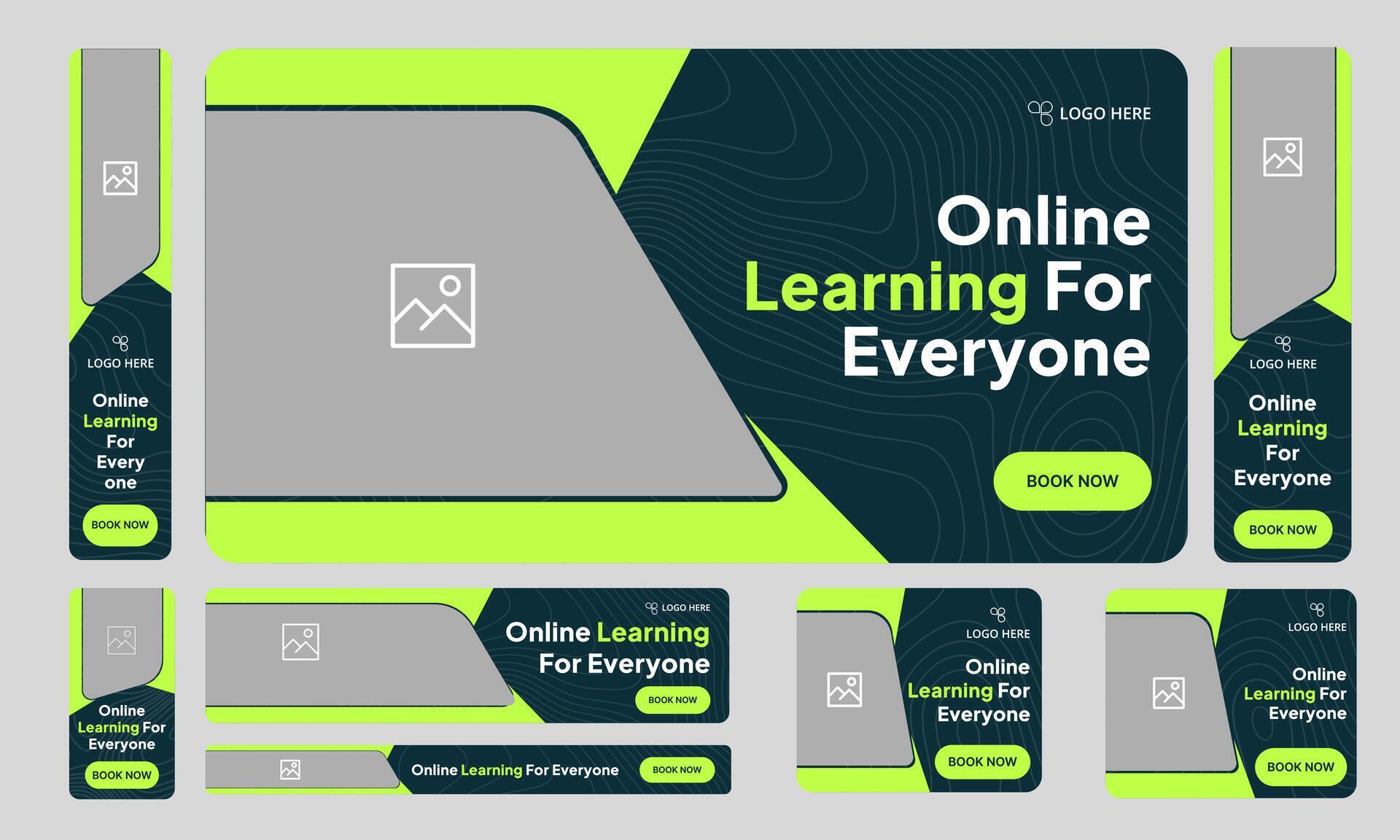 Modern web set banner design, online learning platform courses banner ...